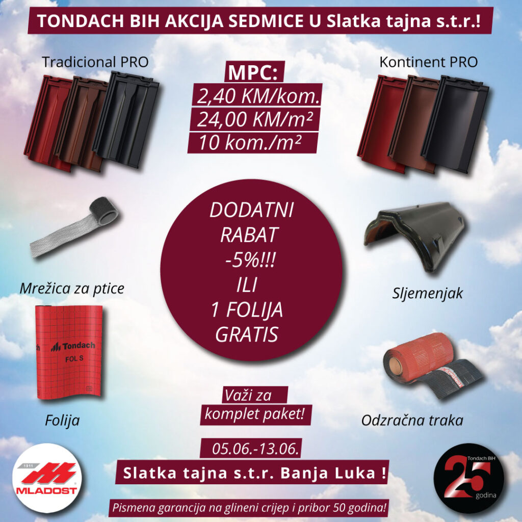 Nove TONDACH sedmične akcije na crijep: Banja Luka i Ključ – Potkrovlje.ba